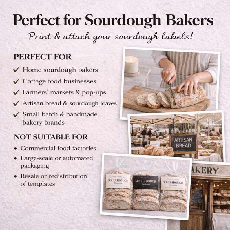 Sourdough Label Template | Editable Bakery and Cottage Food Labels ...