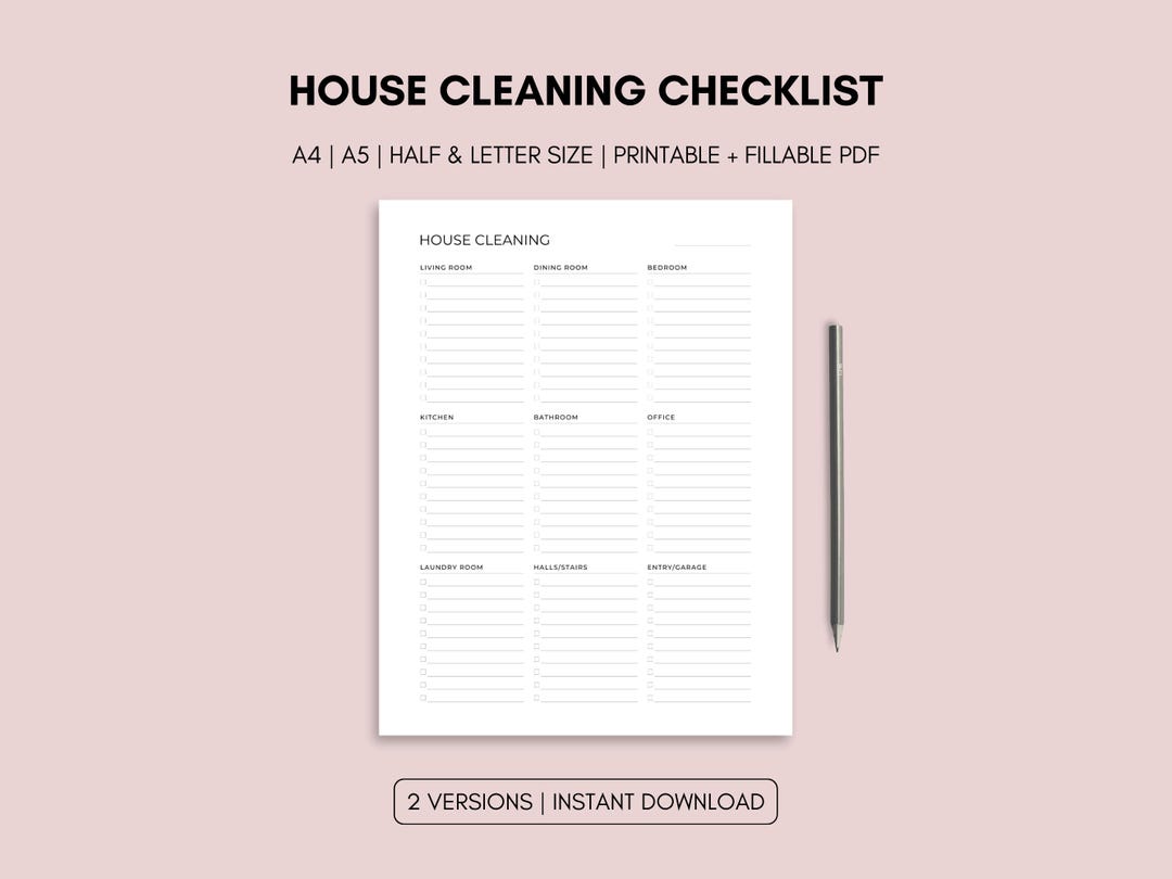 Cleaning Checklist Printable | Cleaning to Do List Template | A4 A5 ...