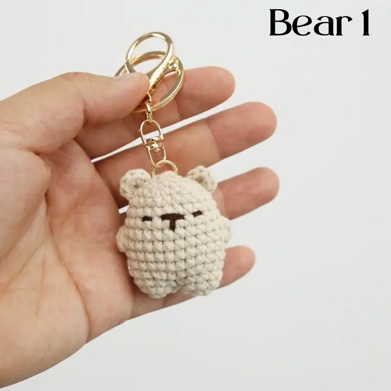 Bear Couple Keychain – Knitted Cartoon Doll – Partner Gift Pendant - Etsy