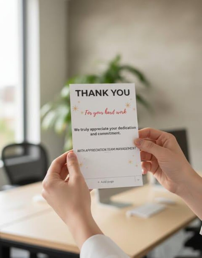 Employee Appreciation Card Printable, Thank You for Your Hard Work Card ...
