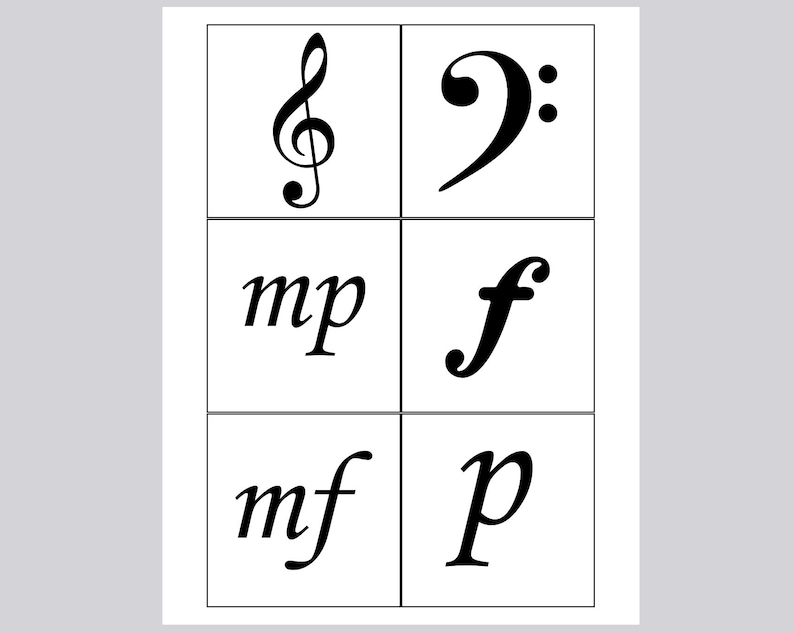 Music Note, Rest, Clef and Dynamic Flashcards(pdf) - Etsy