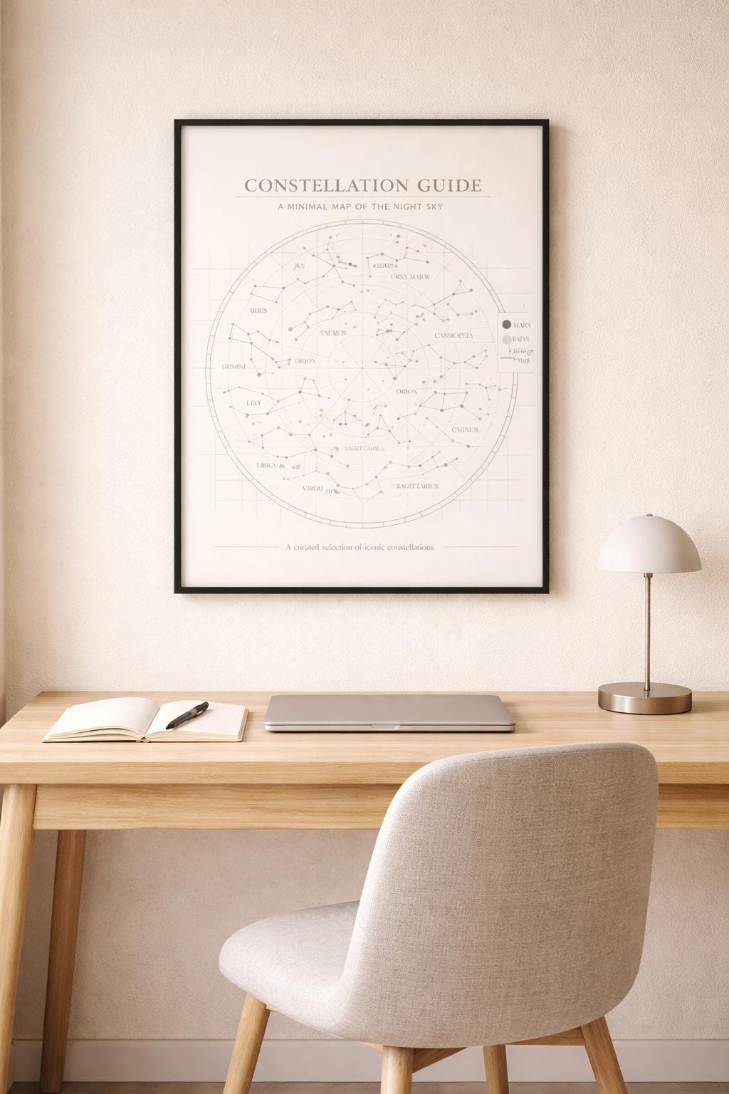 Constellation Guide Poster – Minimal Night Sky Map, Zodiac Star Chart ...