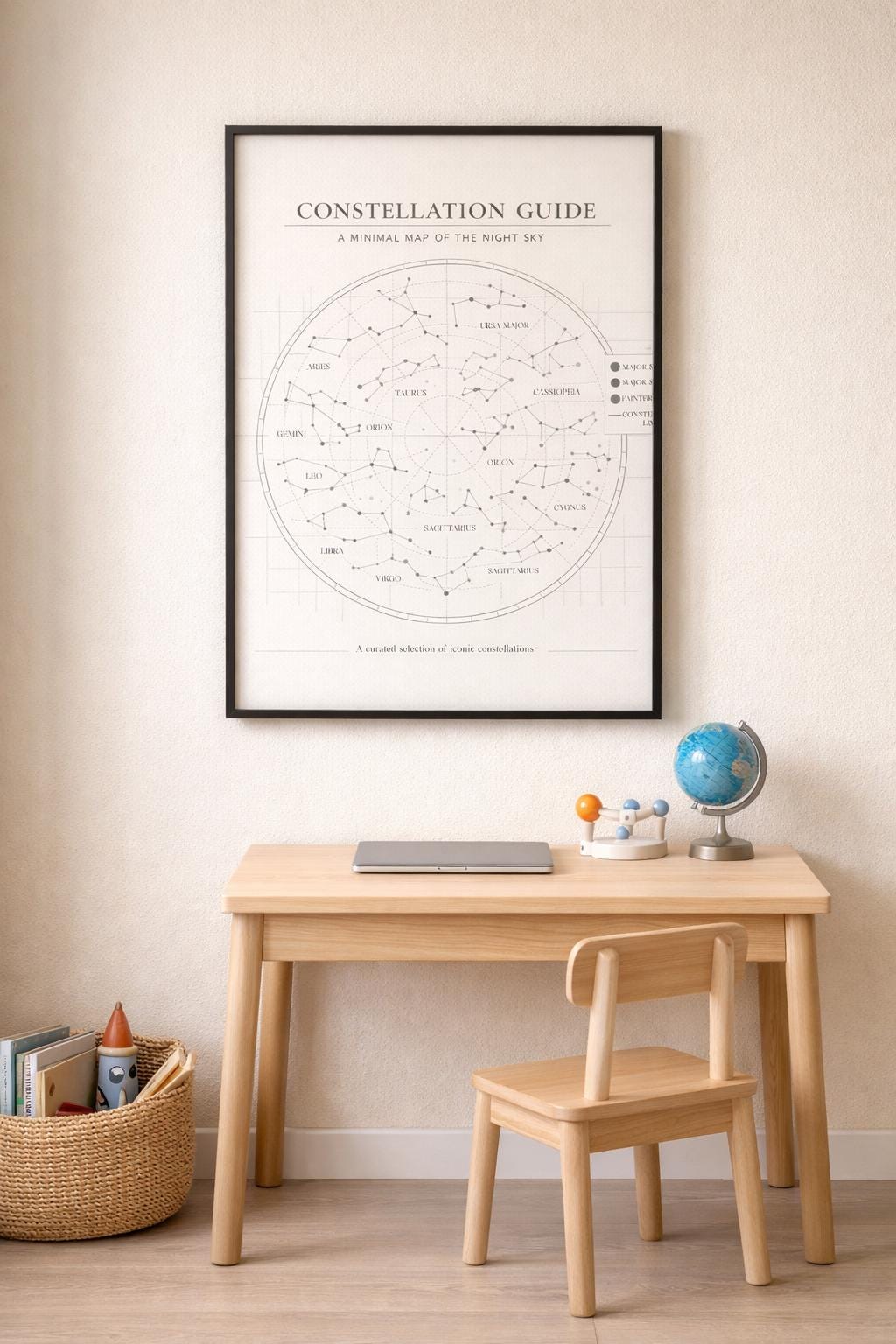 Constellation Guide Poster – Minimal Night Sky Map, Zodiac Star Chart ...
