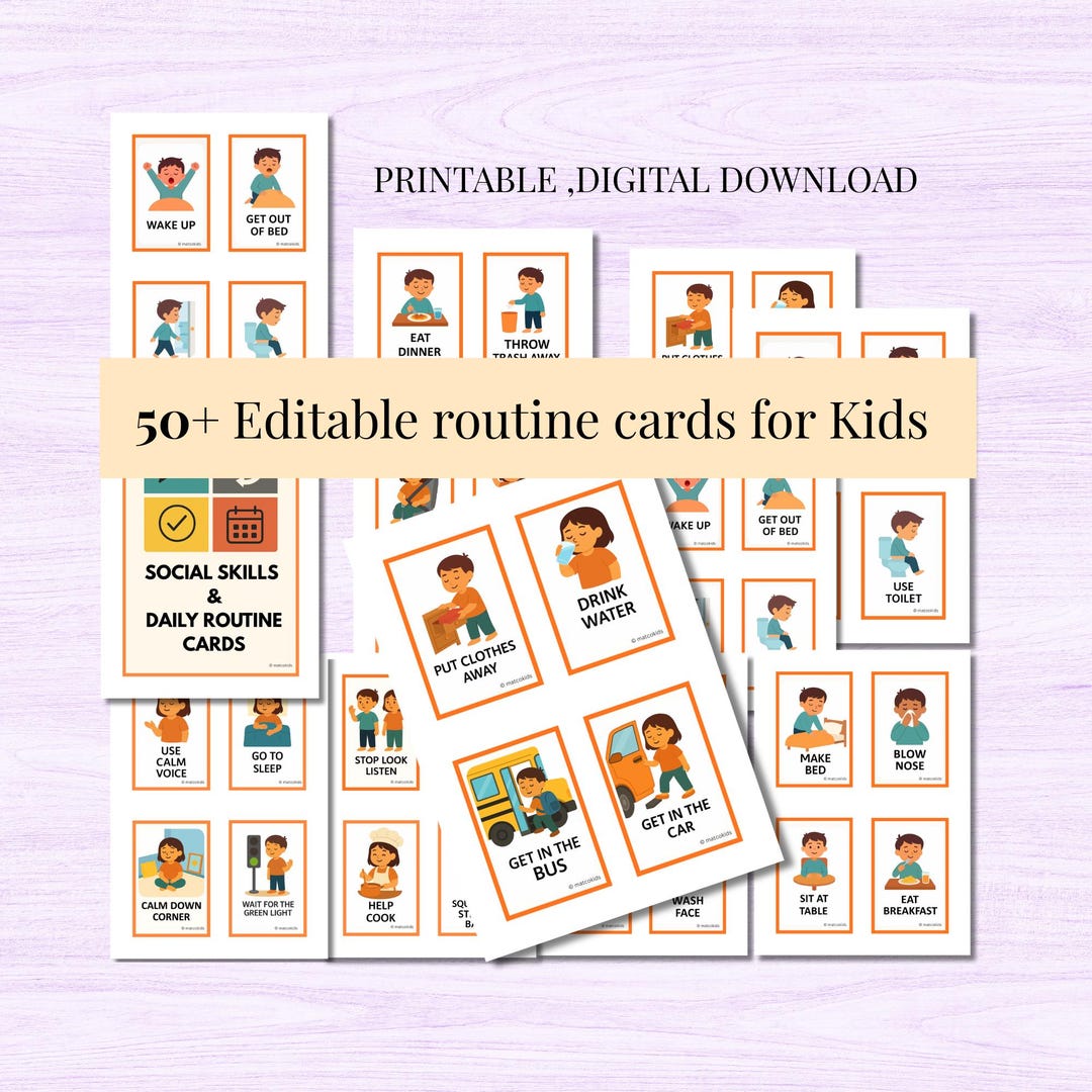 Kids Daily Routine Cards, Visual Schedule, Autism& ADHD Social Skills ...