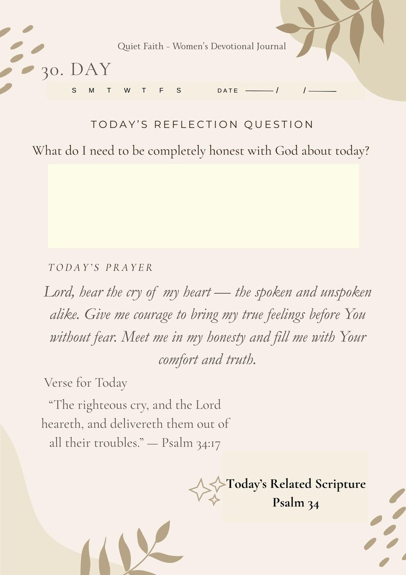 Quiet Faith™ 90-day Printable Christian Devotional Journal for Women ...