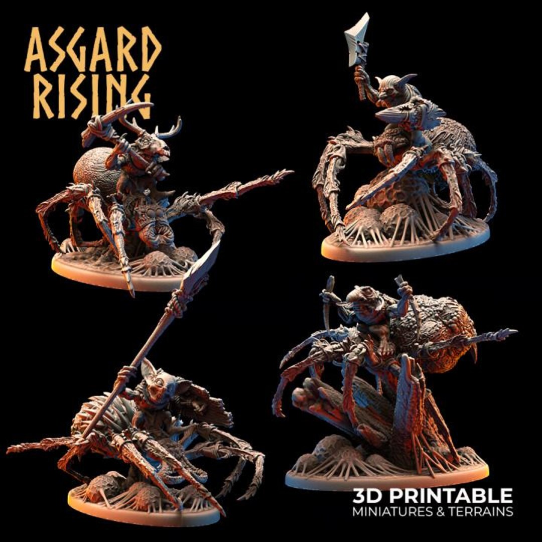 Goblin Riders on Spiders - Asgard Rising Miniatures: Dnd Pathfinder Rpg ...