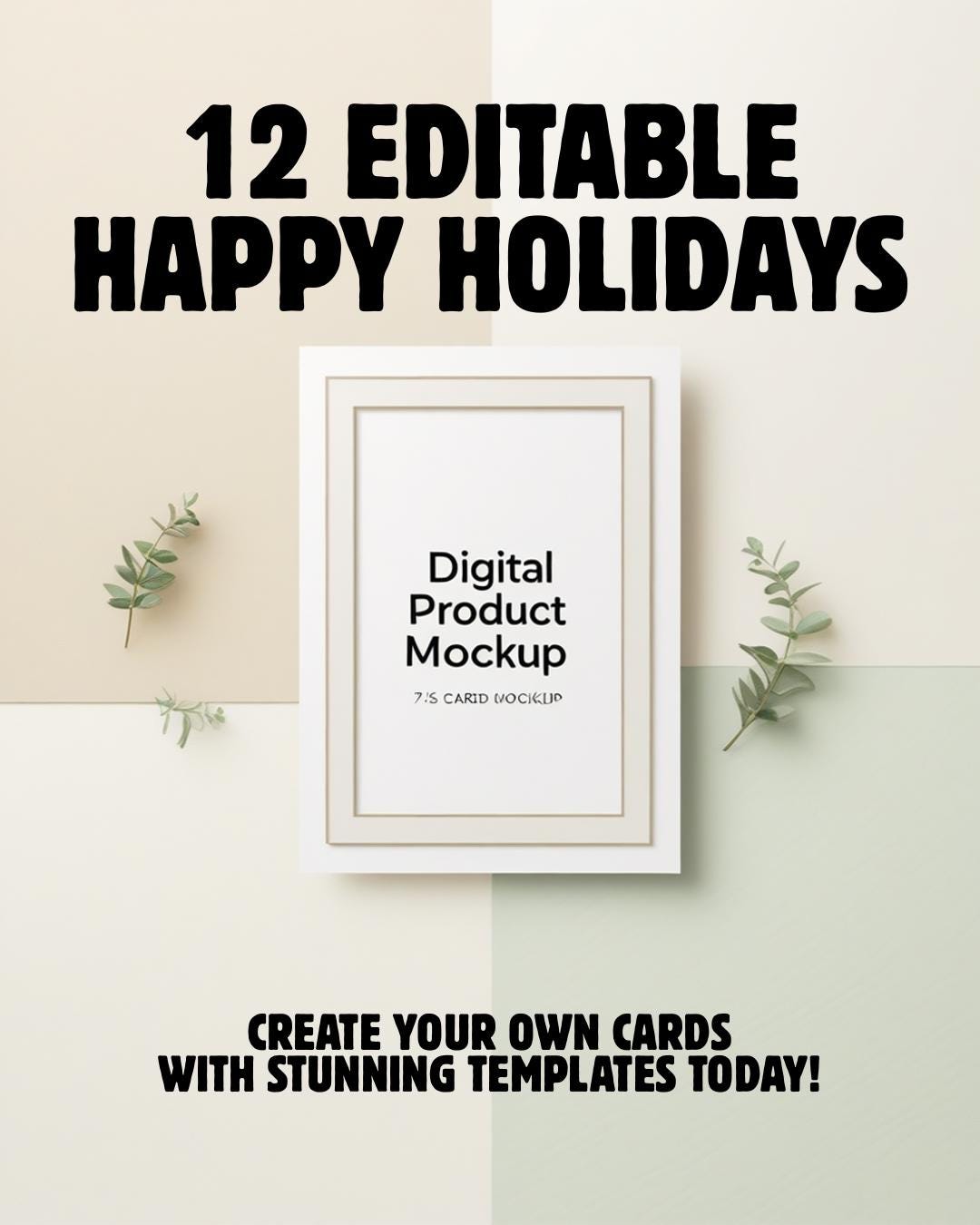 Minimal Neutral Holiday Card Bundle • Editable Canva Template ...