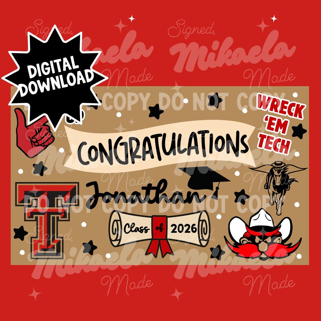 Texas Tech Graduation Banner Template | Graduation Party Decor (digital ...