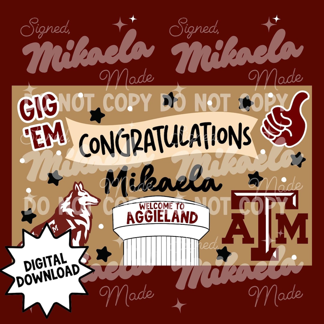 Texas A&M Acceptance Banner Template | Graduation Party Decor (digital ...