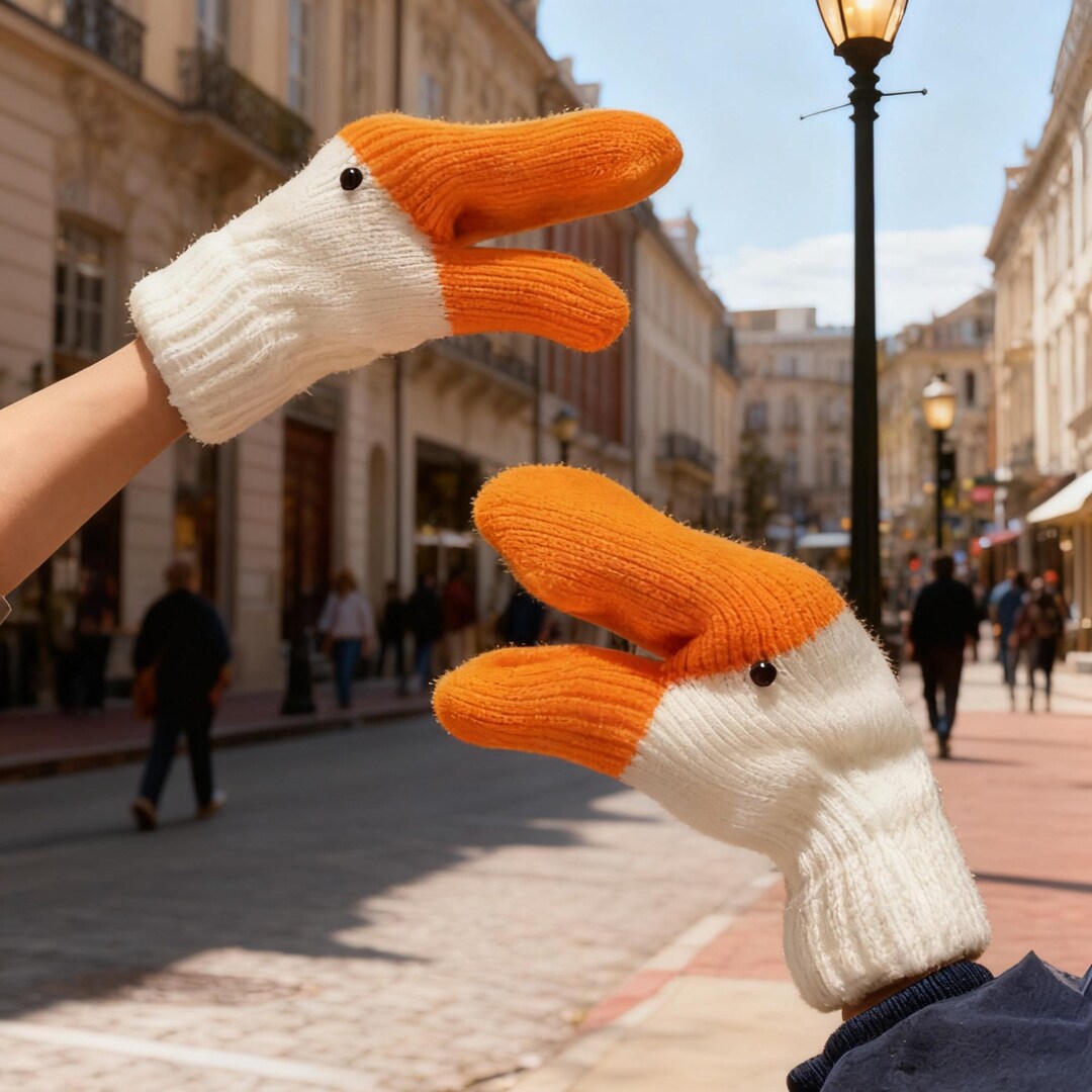 Winter Goose Gloves – Handmade 3D Goose Mittens, Cute Animal Shaped ...