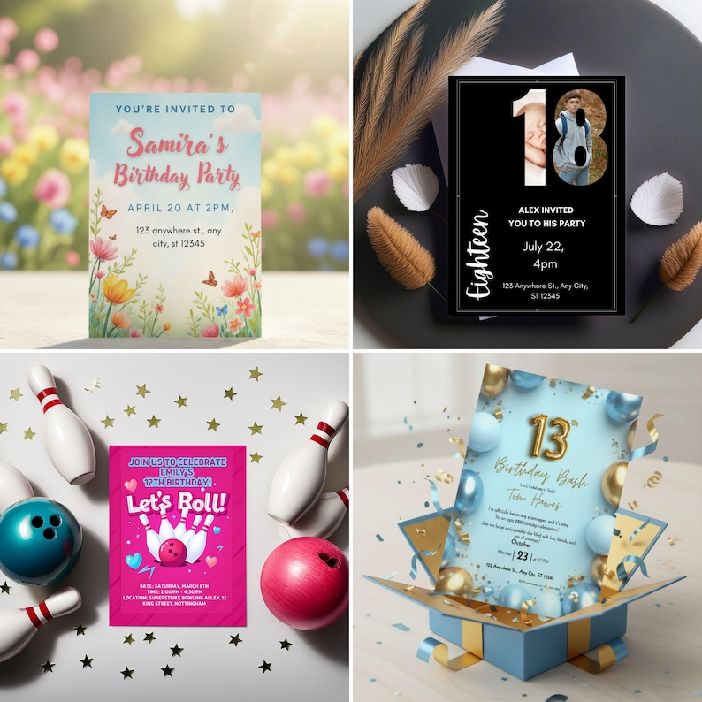 PLR + Master Resell Rights | 50 Kids & Teens Party Invitation Canva ...
