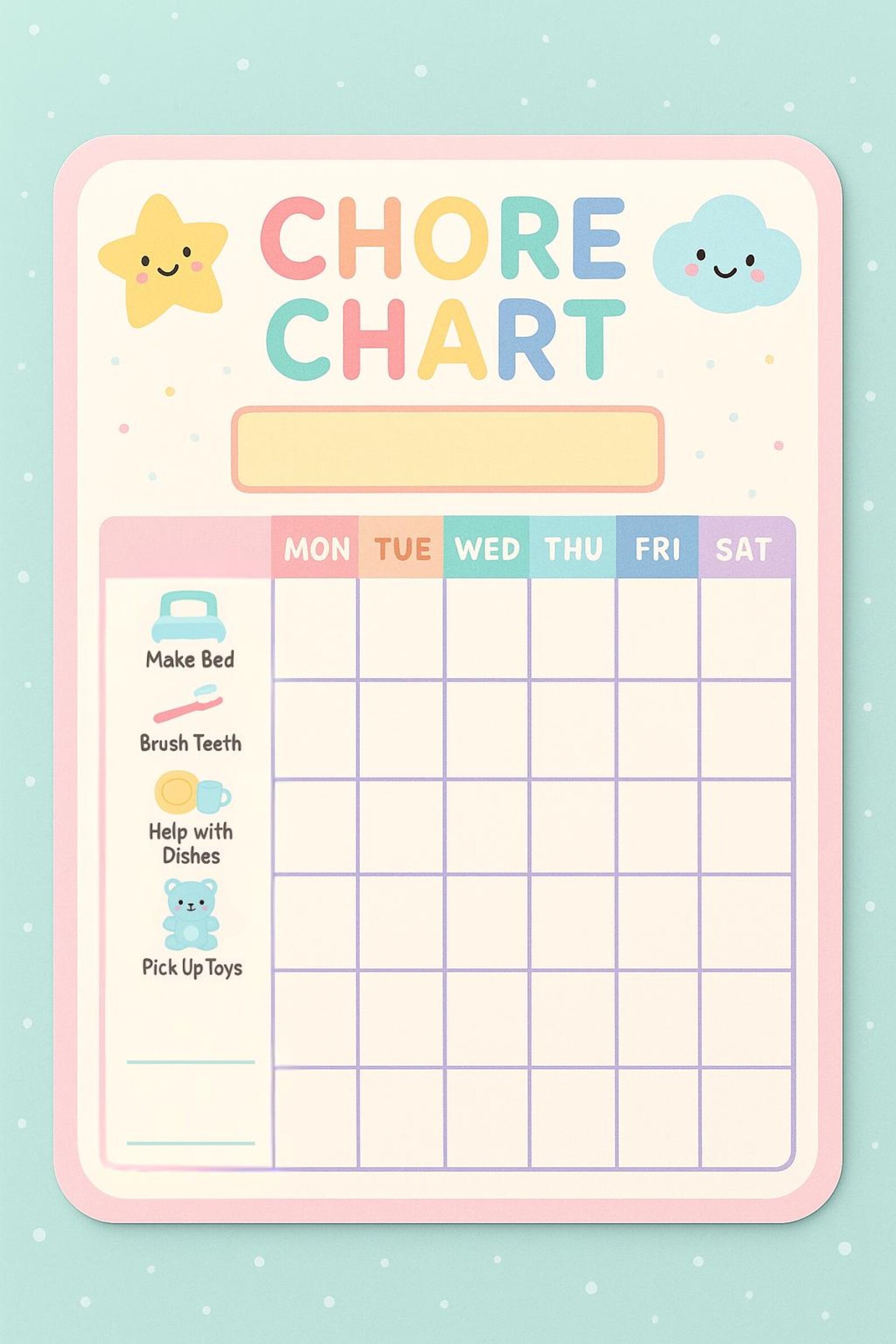 Bright Pastel Kid Chore Chart - Etsy