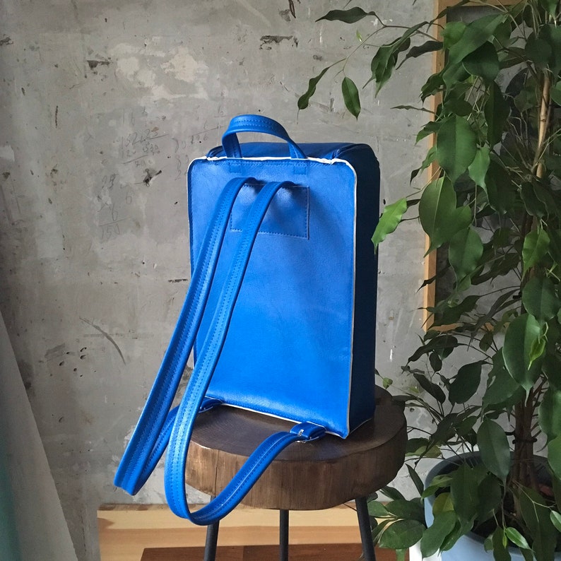 PO Box Bag Postman Blue Leather Backpack - Etsy