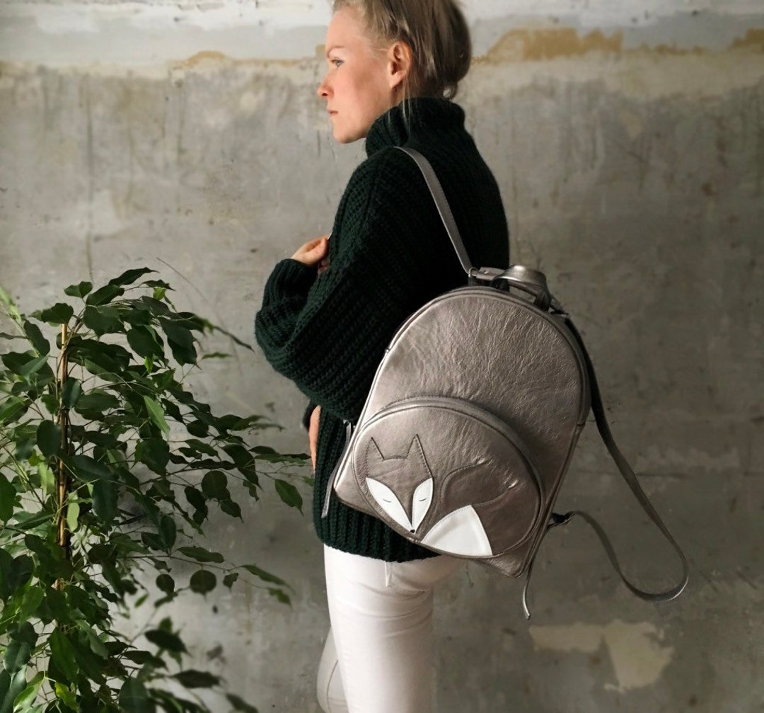 Sleeping Fox Backpack Orange Leather Backpack Back to School - Etsy