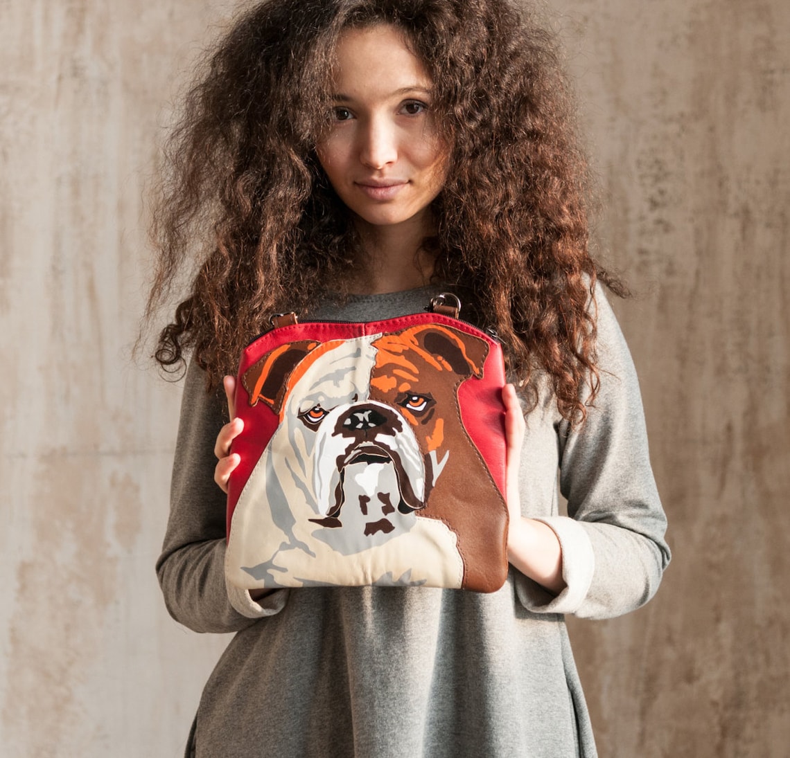 English Bulldog Purse Leather Bag Pet Portrait Bag Colorful | Etsy