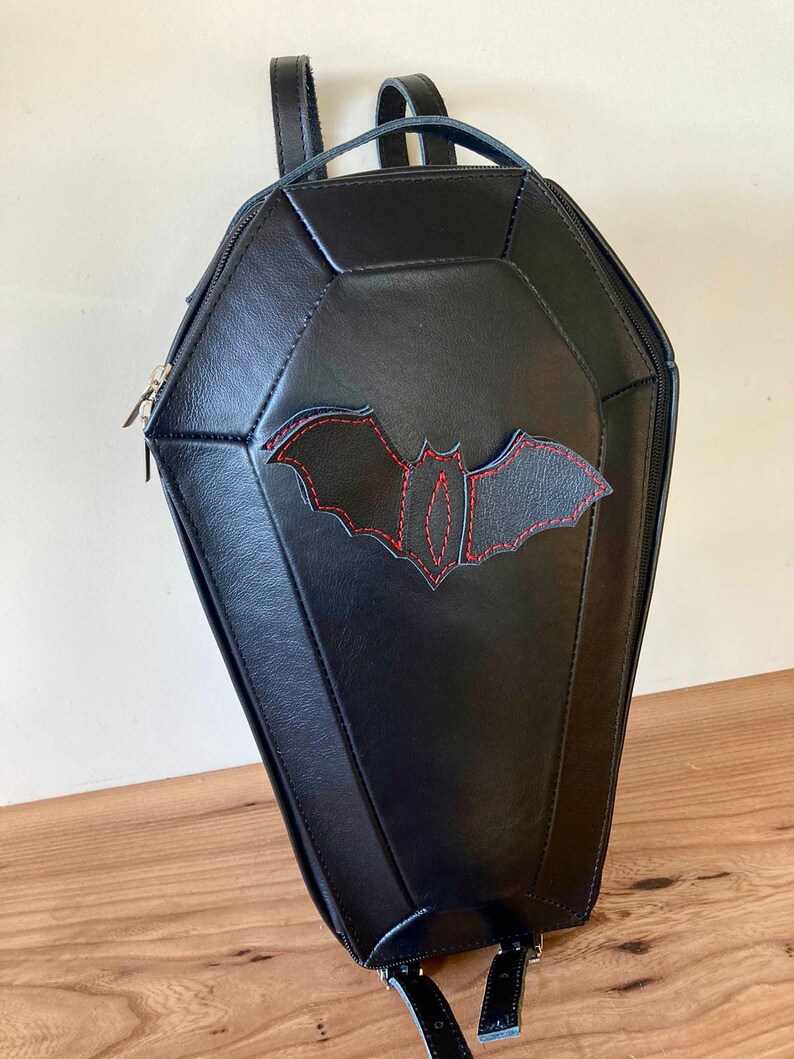 Coffin Backpack Black Gothic Backpack Bat Coffin Bag Casket - Etsy