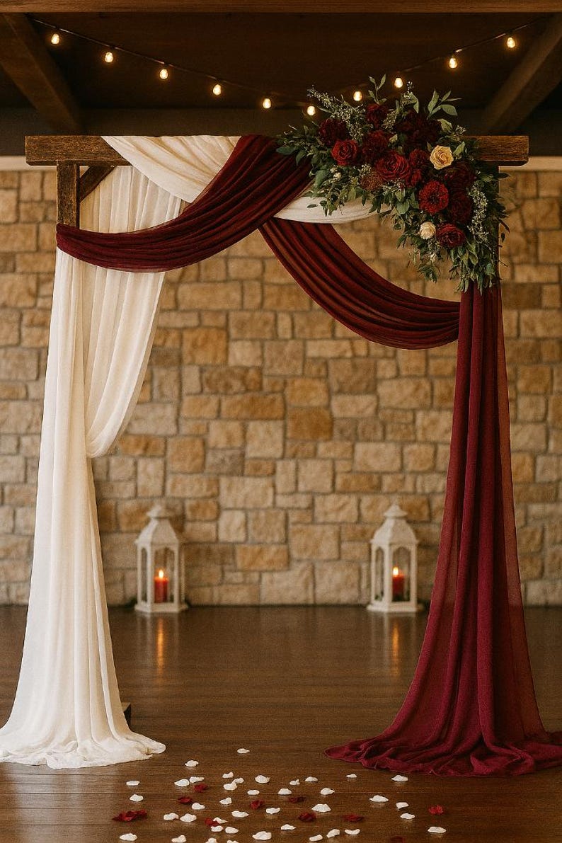 Burgundy Wedding Arch Drapes, Chiffon Arch Drapery | 2-panel Set, Long ...