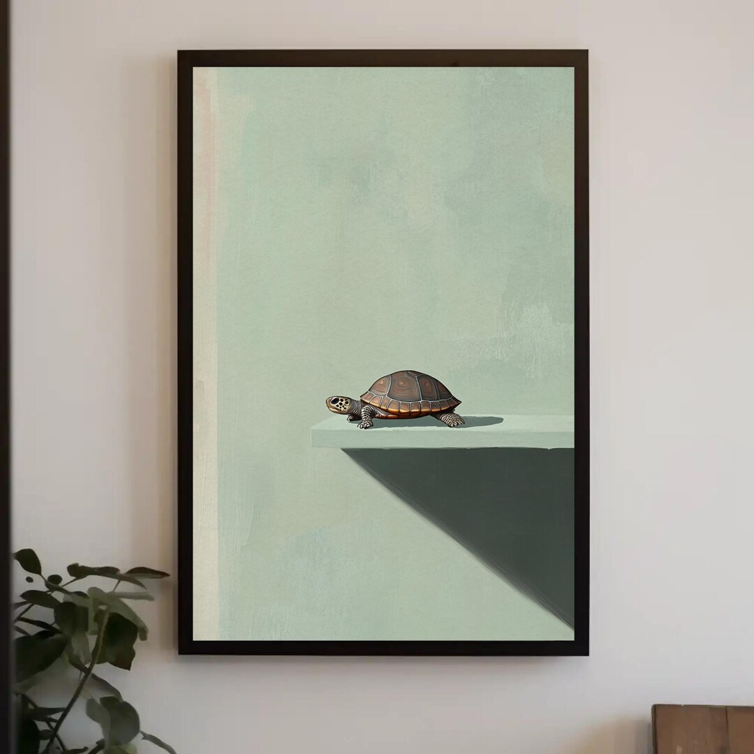 Turtle on Ledge | Matte Vertical Art Print - Etsy