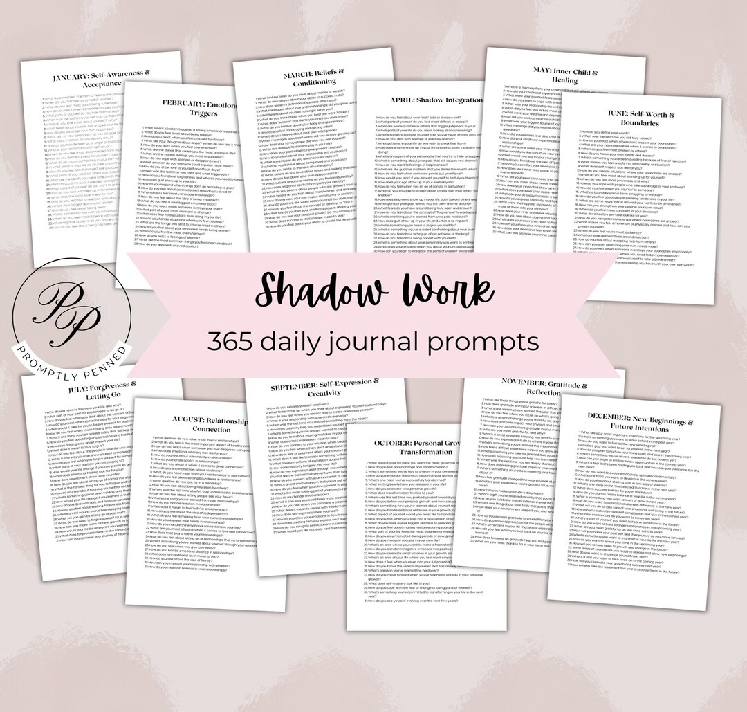 Shadow Work Journal Prompts | Digital Download | 365 Printable Shadow ...