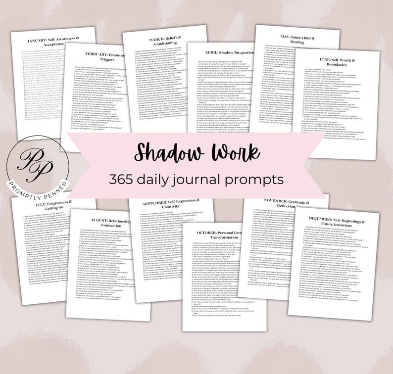 Shadow Work Journal Prompts | Digital Download | 365 Printable Shadow ...
