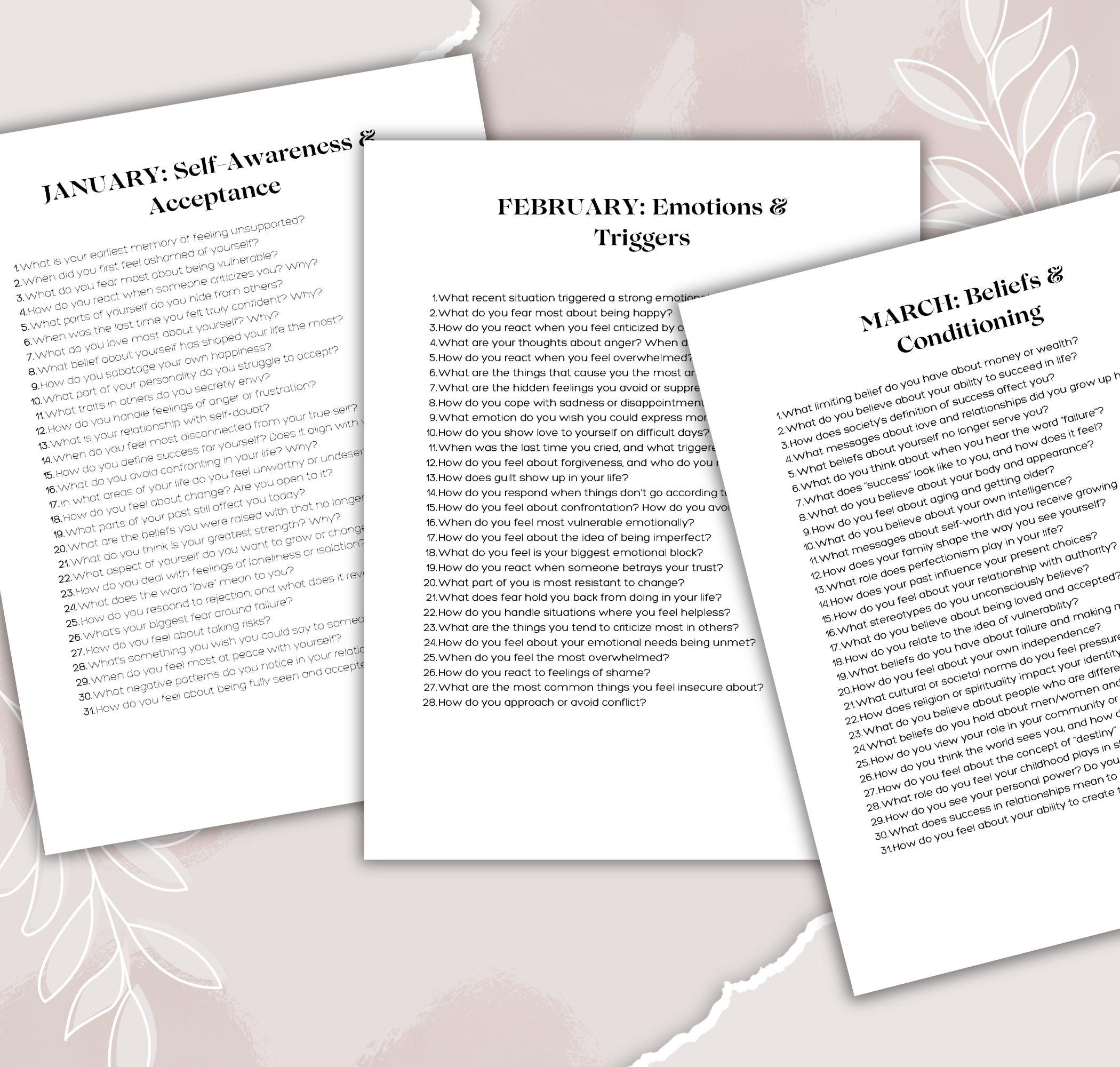 Shadow Work Journal Prompts | Digital Download | 365 Printable Shadow ...
