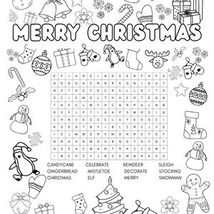 Christmas Word Search Coloring - Etsy