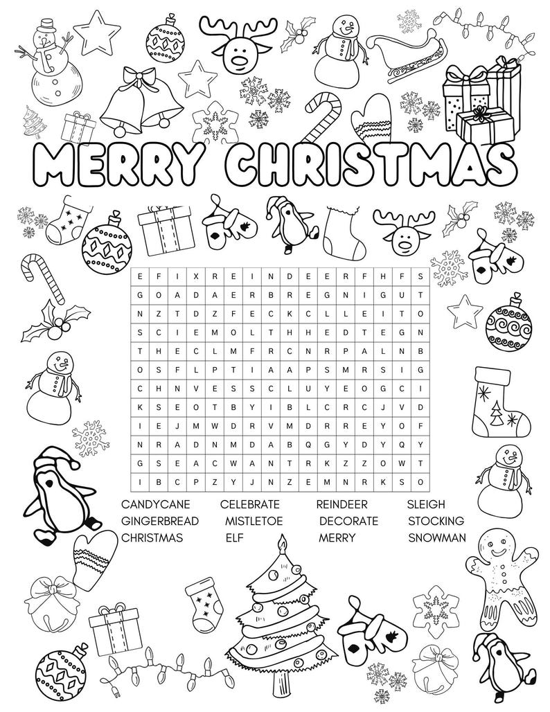 Christmas Word Search Coloring - Etsy