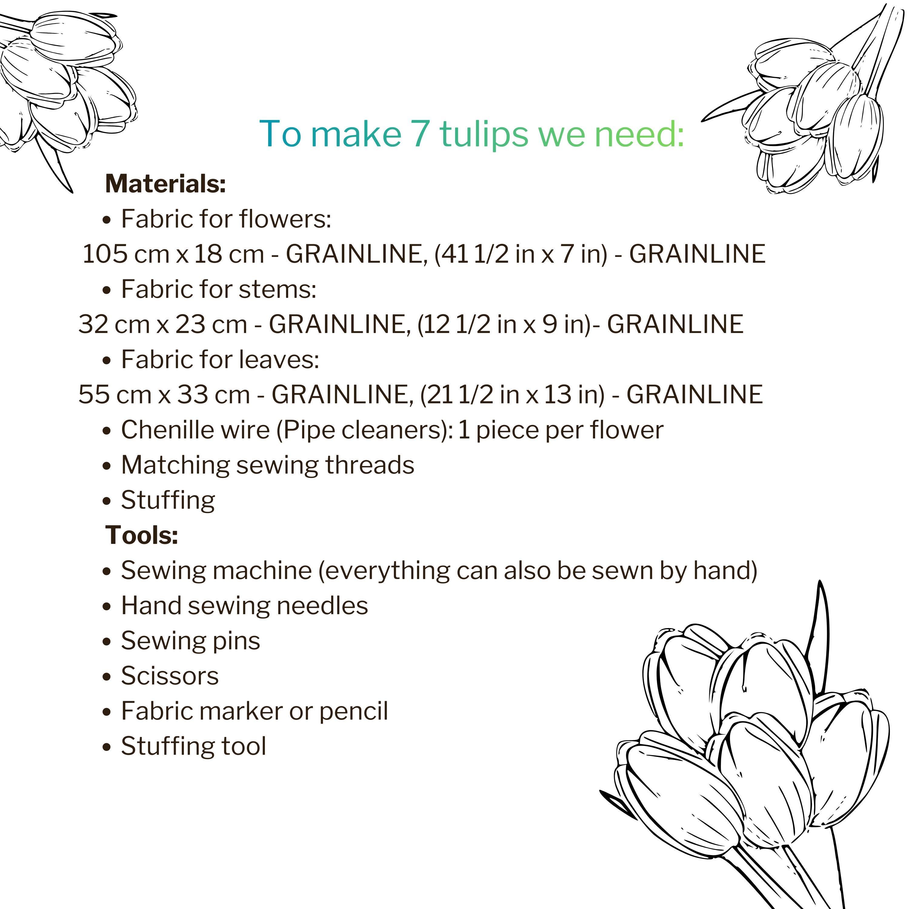 Fabric Tulip Sewing Pattern, Textile Flowers Tutorial, Spring Decor ...