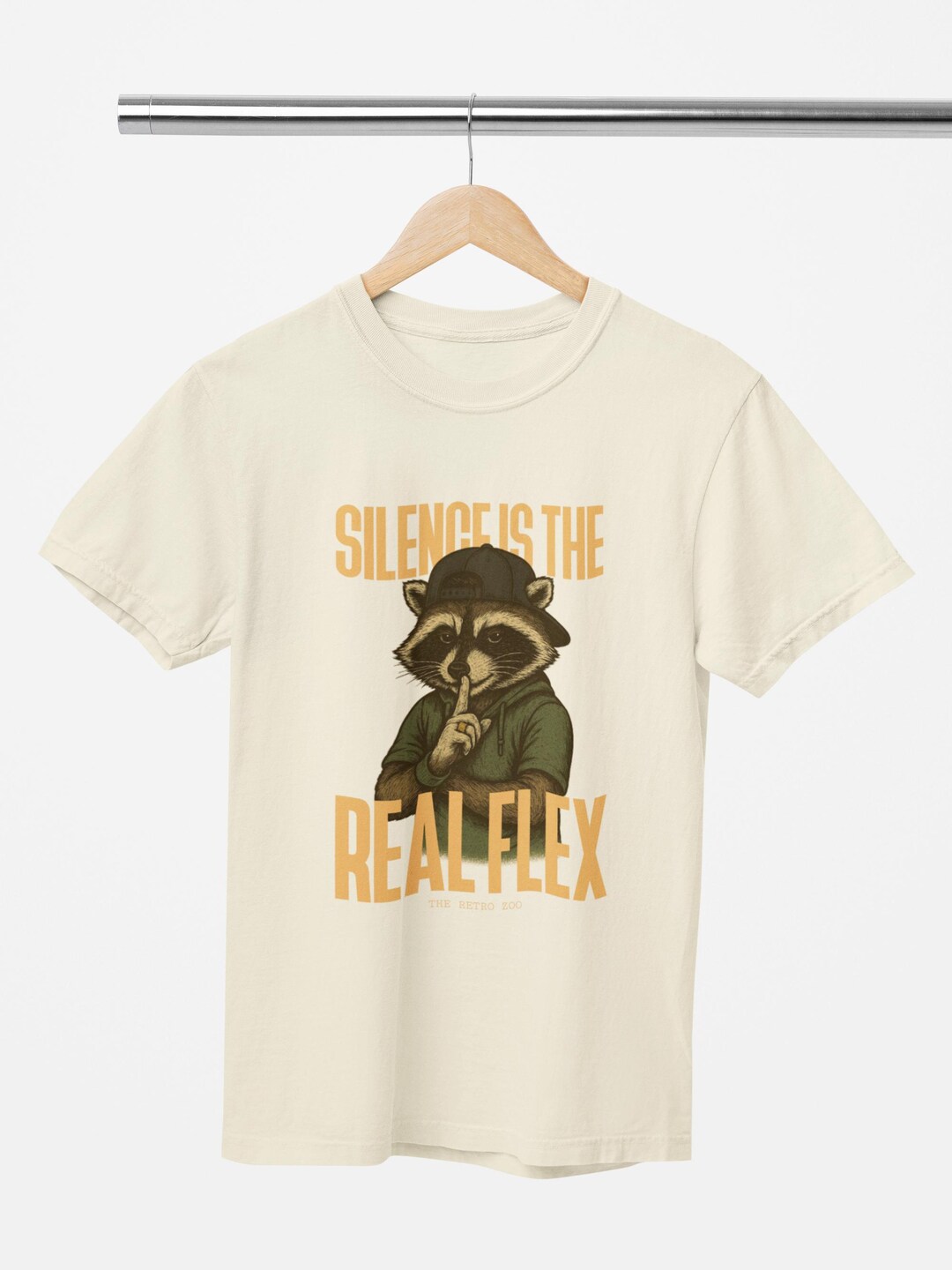 Silence is the Real Flex Typography, Raccoon Shushing Illustration T ...