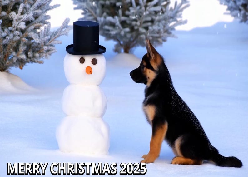 Animated GERMAN SHEPHERD Puppy. Musical Christmas Mobile E Card. MP4 ...