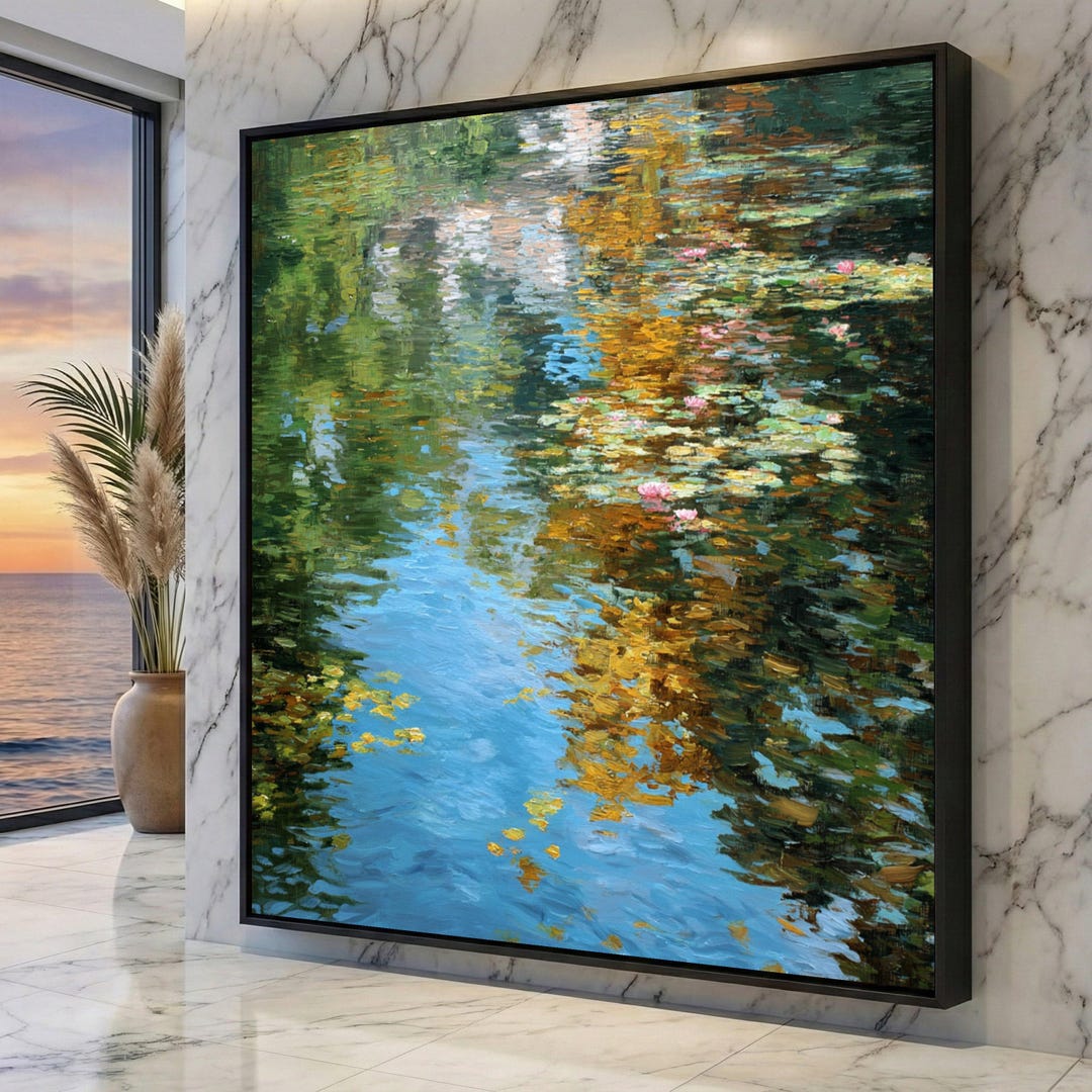 Claude Monet Canvas, Serene Water Reflection Canvas, Colorful Pond With ...