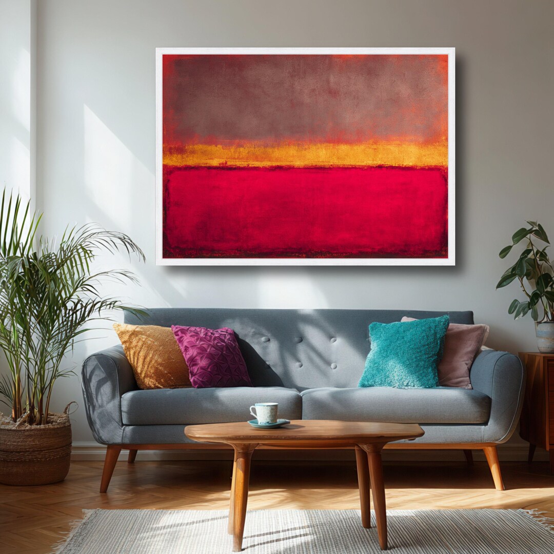 Tela de Mark Rothko, pintura moderna com textura vermelha e dourada ...