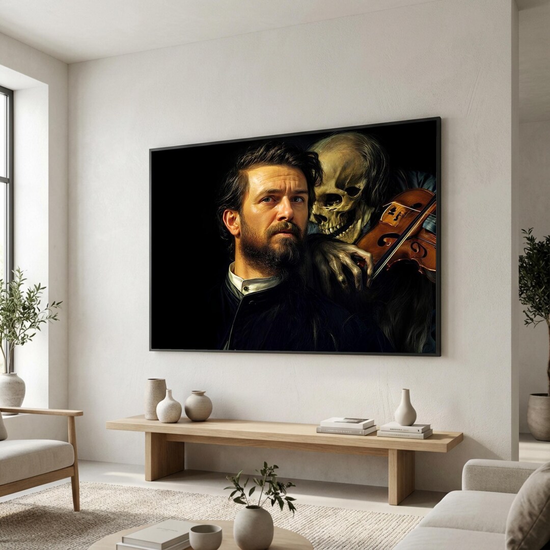 Haunting Violinist With Skeleton Canvas, Dark Gothic Wall Art, Dramatic ...