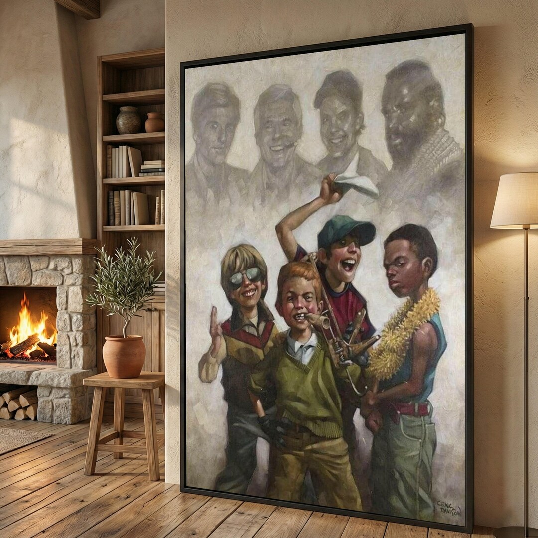 Nostalgic Youth Adventure, Kids Playing Canvas, Friendship Wall Art ...