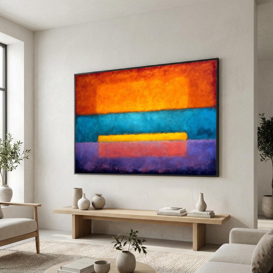 Mark Rothko Art, Modern Geometric Painting, Bold Orange Blue Purple ...