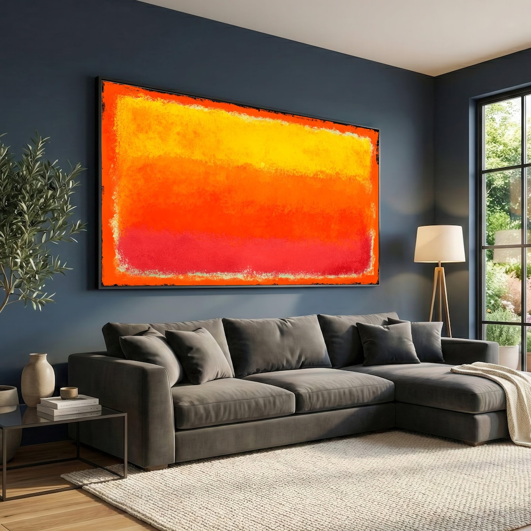 Warm Sunset Abstract Canvas, Mark Rothko Art, Orange Red Yellow Canvas ...