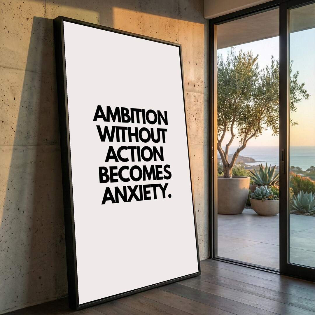 Ambition Without Action Motivational Quote Canvas, Inspirational Wall ...