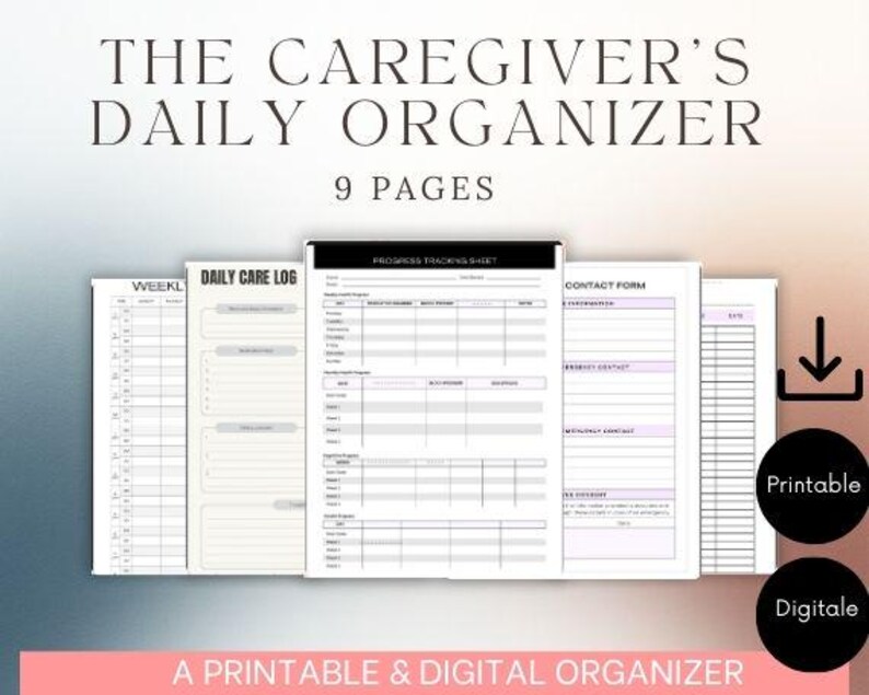 Caregiver Planner Printable for Daily Care Tasks, Medication Tracking ...
