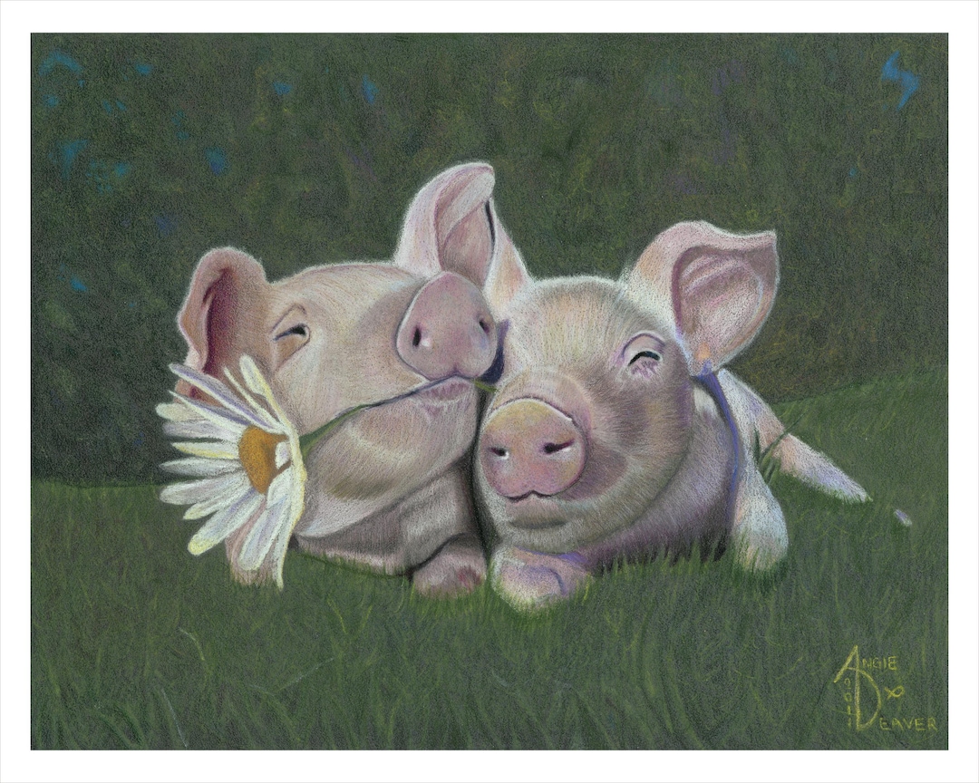 Whimsical Farm Pigs Art Print – Digital Download - Etsy