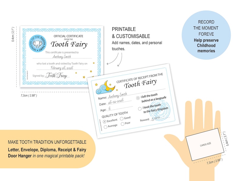 Printable Tooth Fairy Letter Set + Envelope, Diploma, Receipt & Door ...