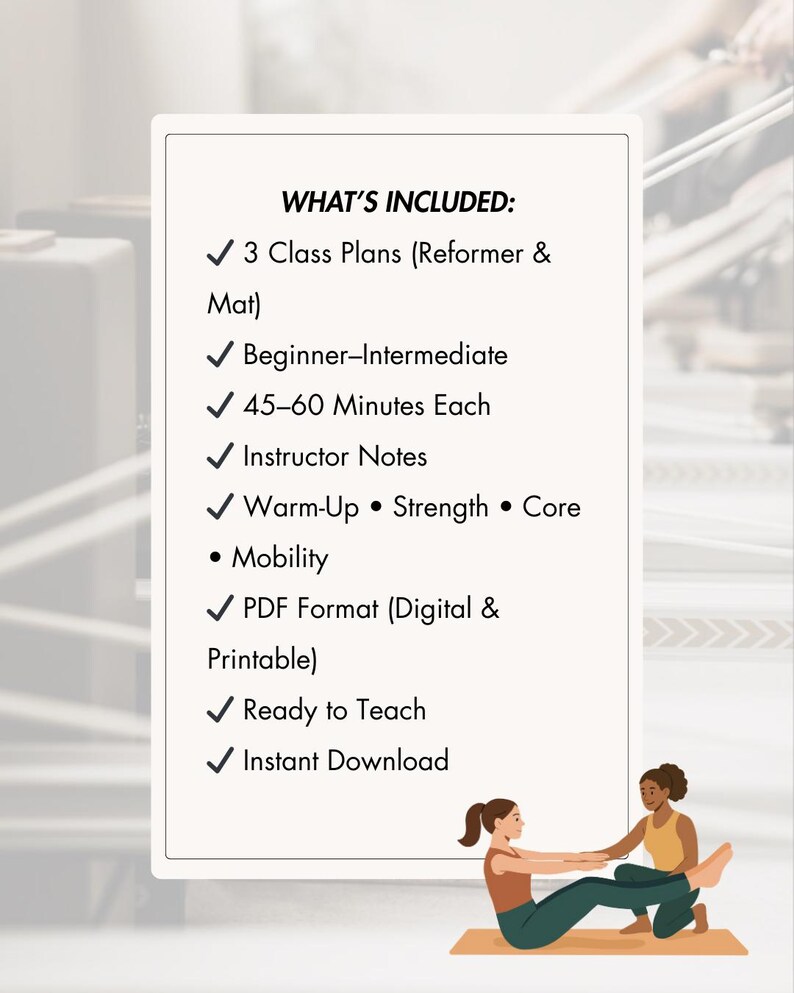 3 Reformer & Mat Pilates Class Plans (beginner–intermediate) - Etsy