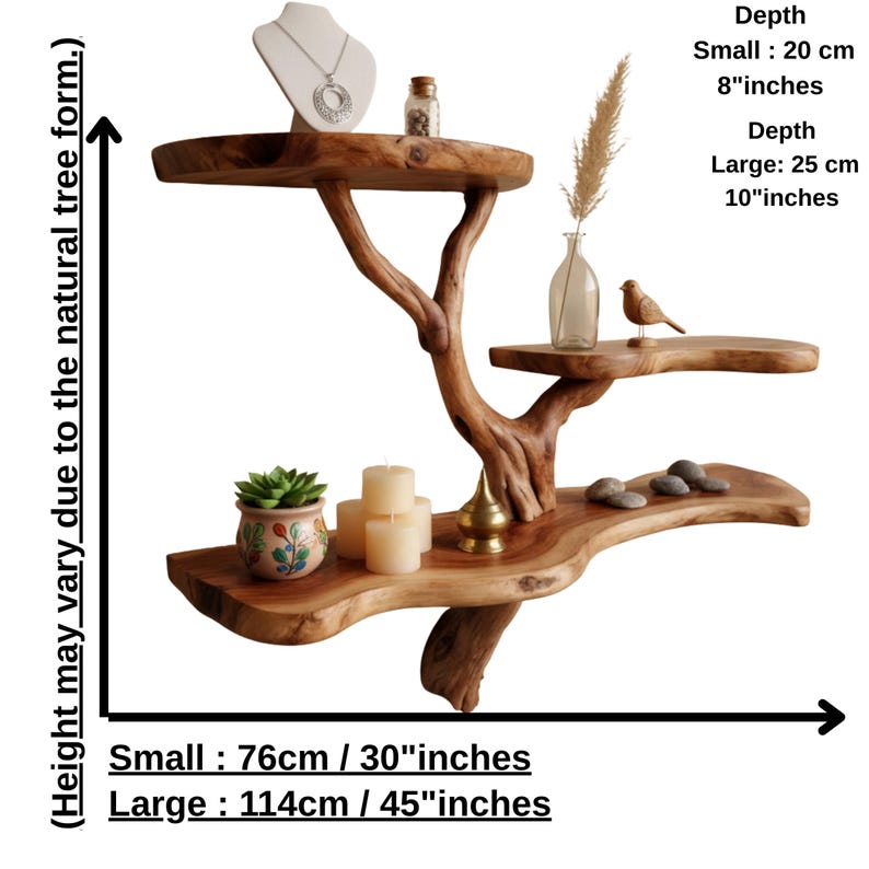 Handcrafted Tree Branch Bookshelf - Live Edge Multi-tier Tree Branch ...