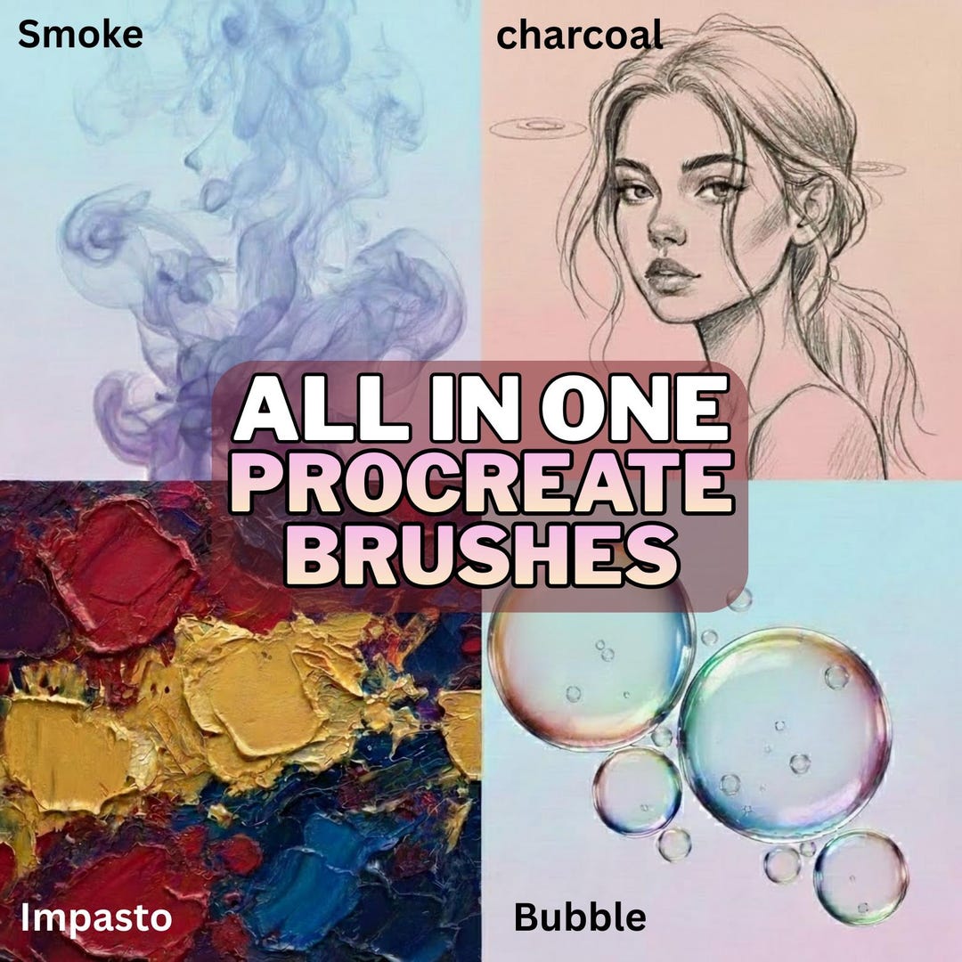 All in One Procreate Mega Brush Bundle | Bubble Brushes, Charcoal Brushsets, Impasto Texture ...