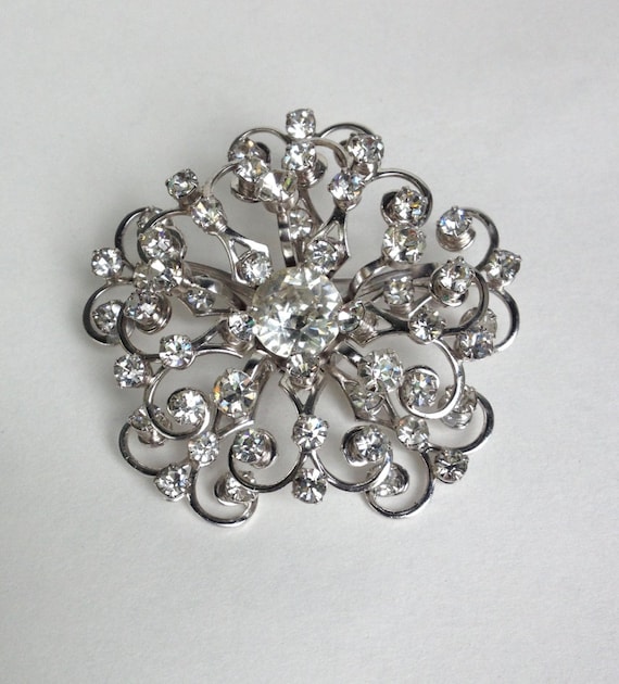 Rhinestone Brooch Huge Sparkling Unique Vintage Gift | Etsy