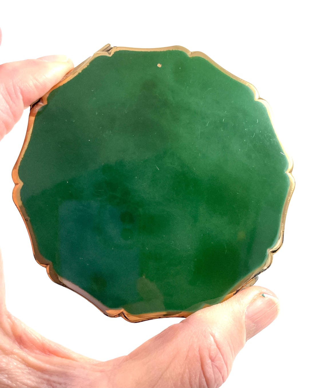 Vintage Compact Stratton Green Enamel - Etsy