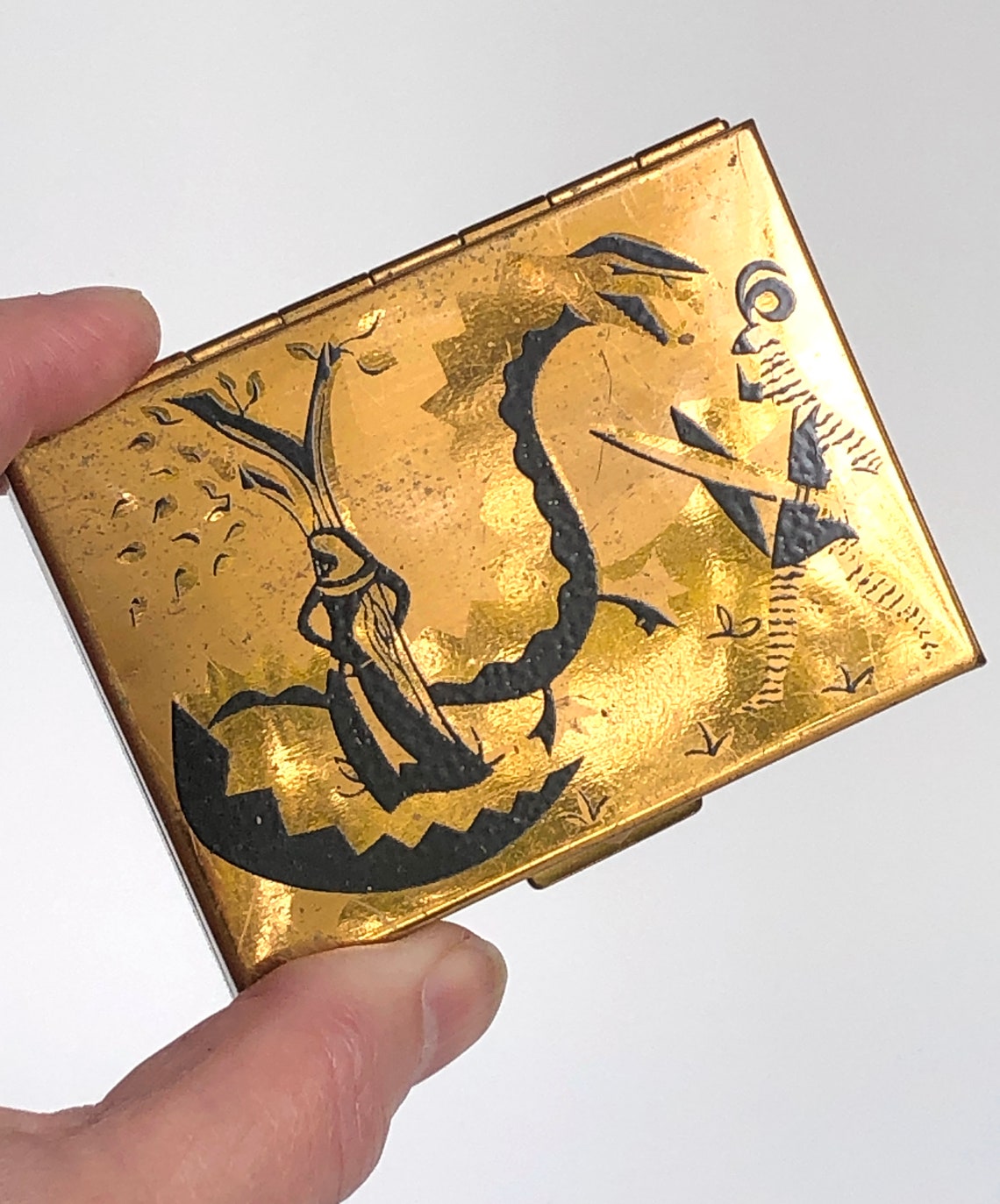 Vintage Compact Damsel in Distress Mid Century Unique Vintage | Etsy