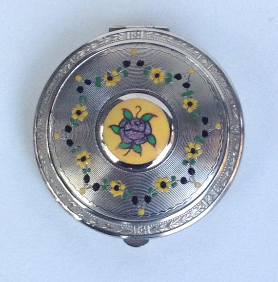 antique enamel compact with - Gem