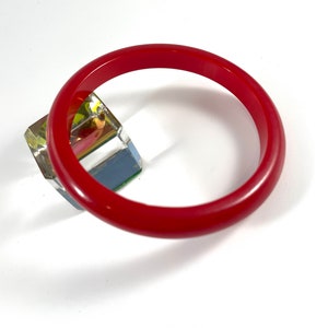 Vintage Bakelite Red Bangle Bracelet - Etsy