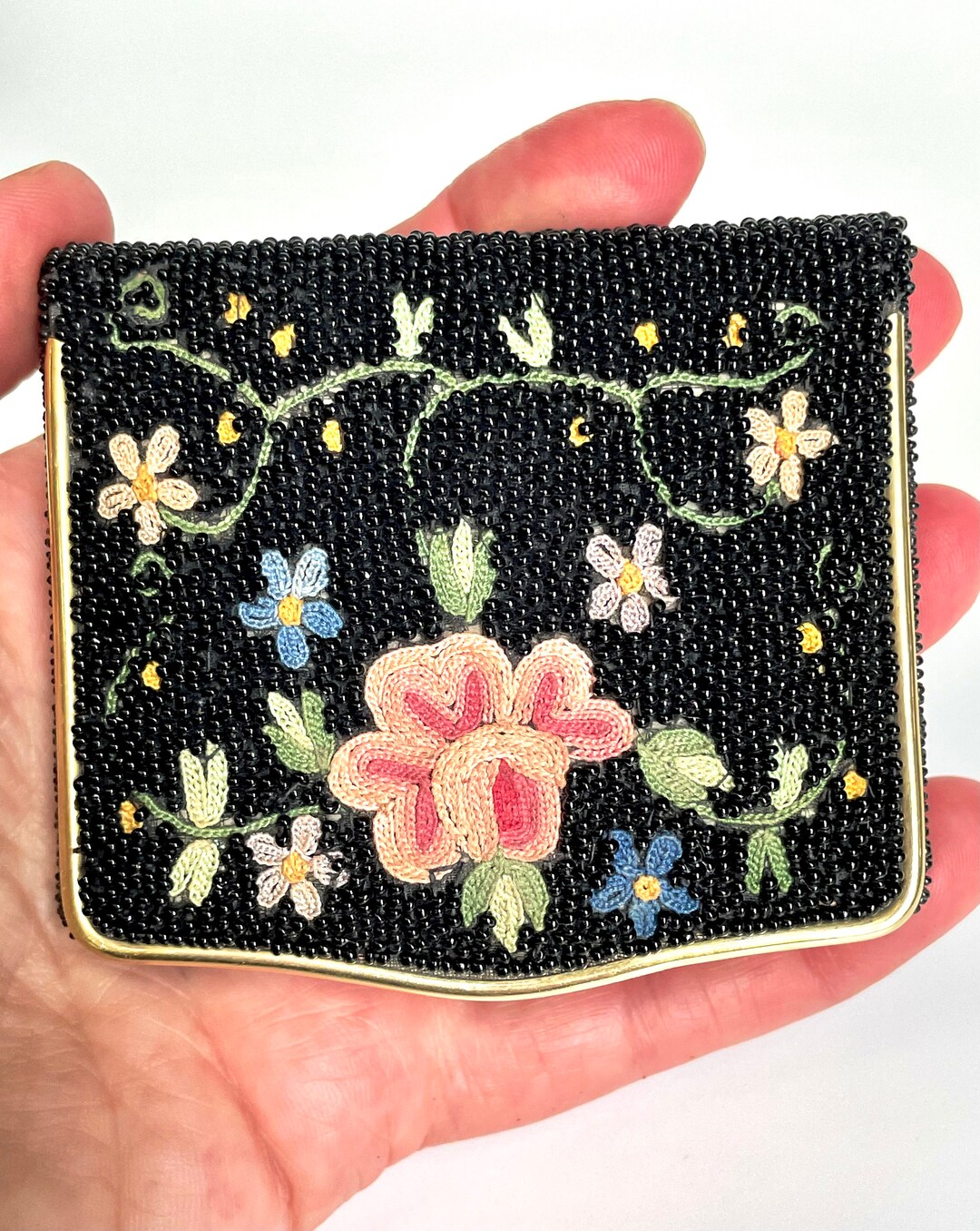 Vintage Compact Beaded Embroidered Unique Vintage Gift - Etsy