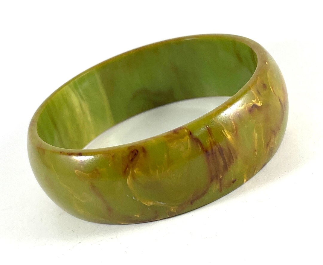 Vintage Bakelite Bracelet Bangle Green Marblized - Etsy